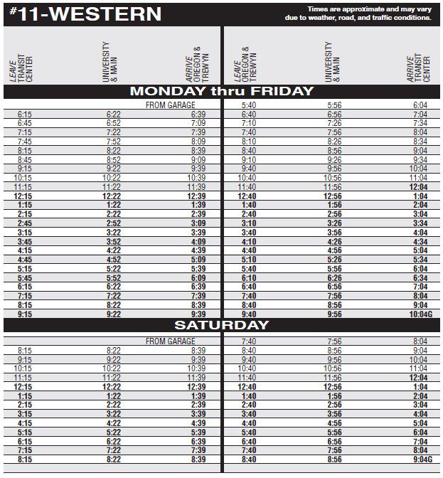 #11 Western - CityLink | Greater Peoria Mass Transit District