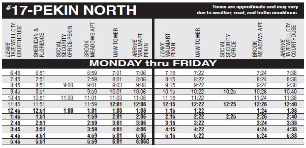 #17 Pekin North - CityLink | Greater Peoria Mass Transit District