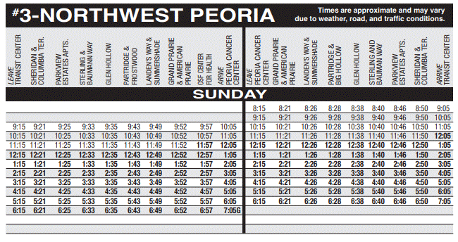 #3 Northwest Peoria - CityLink | Greater Peoria Mass Transit District