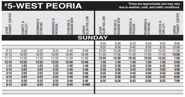 #5 West Peoria - CityLink | Greater Peoria Mass Transit District